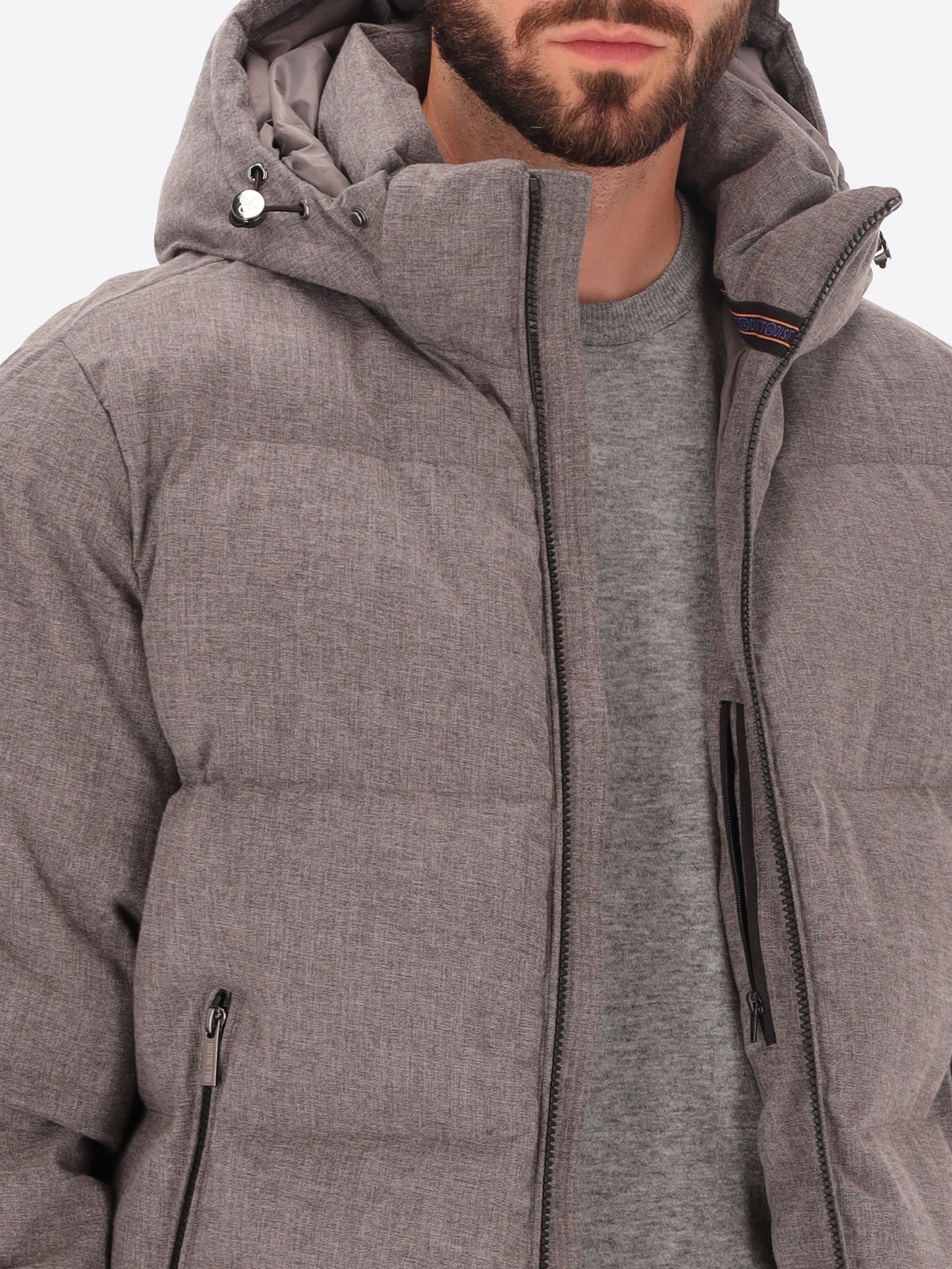 Technical Micro Herringbone Pattern Hooded Jacket Glasgow with Thermo- – Distretto12